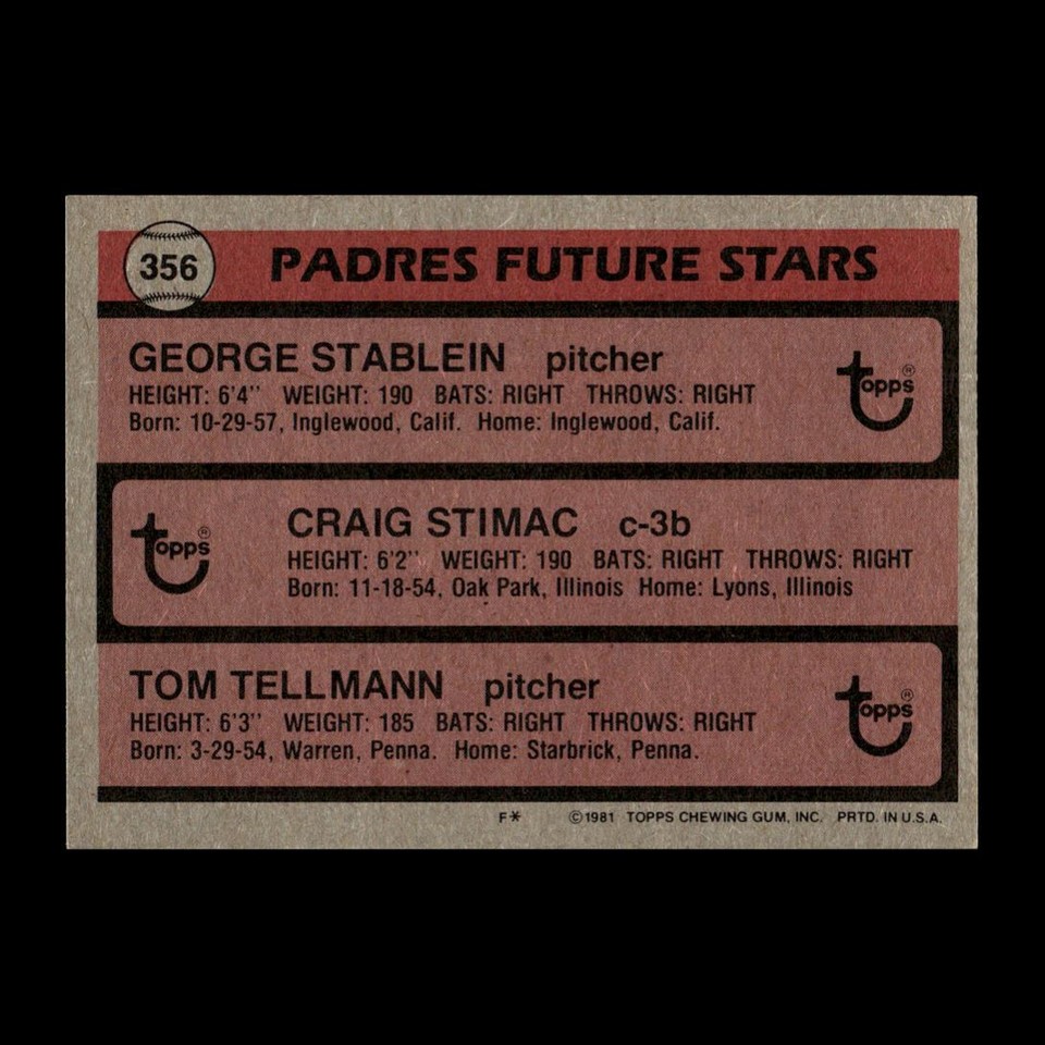Padres Future Stars - George Stablein/Craig Stimac/Tom Tellmann 1981 ...