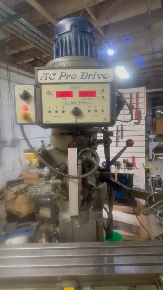 3 HP 1989 Bridgeport Mill With AC Pro Drive VFD, DRO, And Power Feed ...