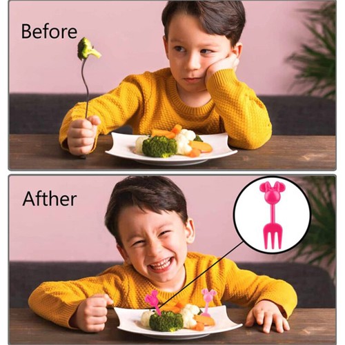 20Pcs Mini Kawaii Animal Farm Cartoon Fork Fruit Children Snack Cake ...