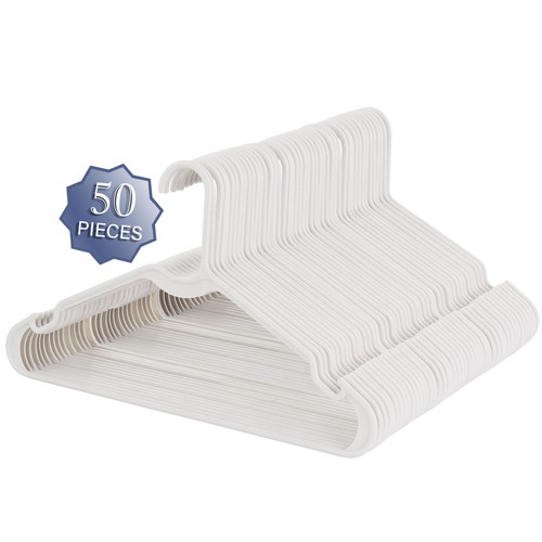 Home 50 Piece Plastic Hanger Set with Notched Shoulders in White | eBay