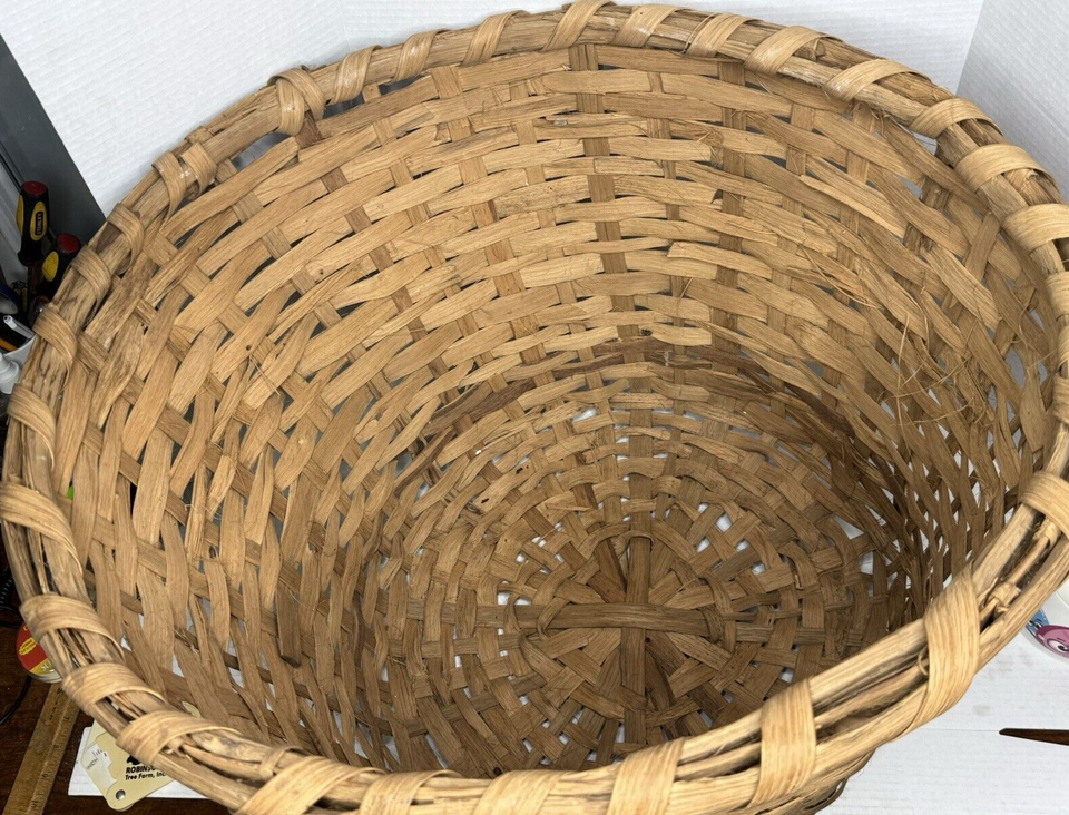 Antique Primitive 1800's Split Oak Cotton Picking BIG Basket | eBay