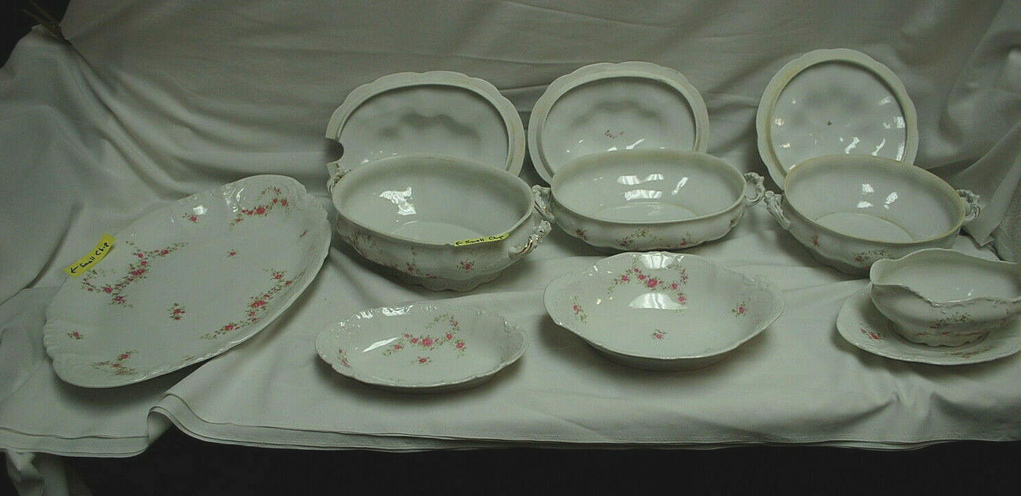 Habsburg China Austria Pattern #9165 Pink Roses Embossed 66 Pieces ...