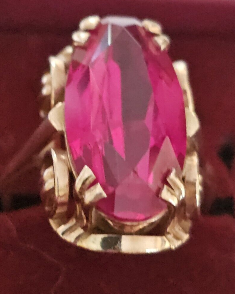 USSR Vintage Original Rose Gold Ring with Ruby 583 14K 1970s | eBay