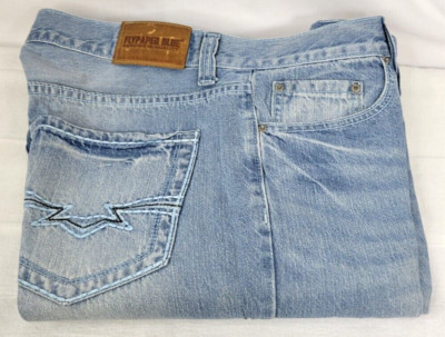 Flypaper Blue Jeans Straight Cut Denim Stretch Distressed Size 32 x 32 ...