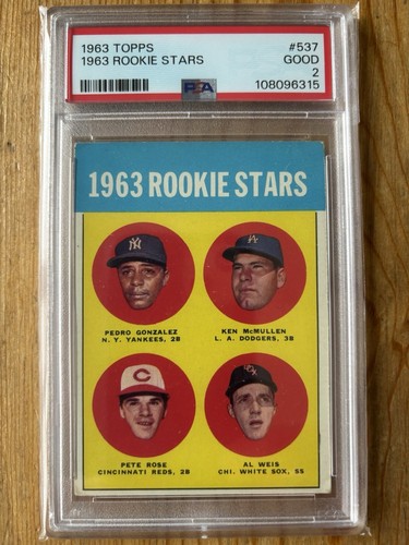 1963 Topps #537 Pete Rose rookie card PSA 2 Good,very well centered ...