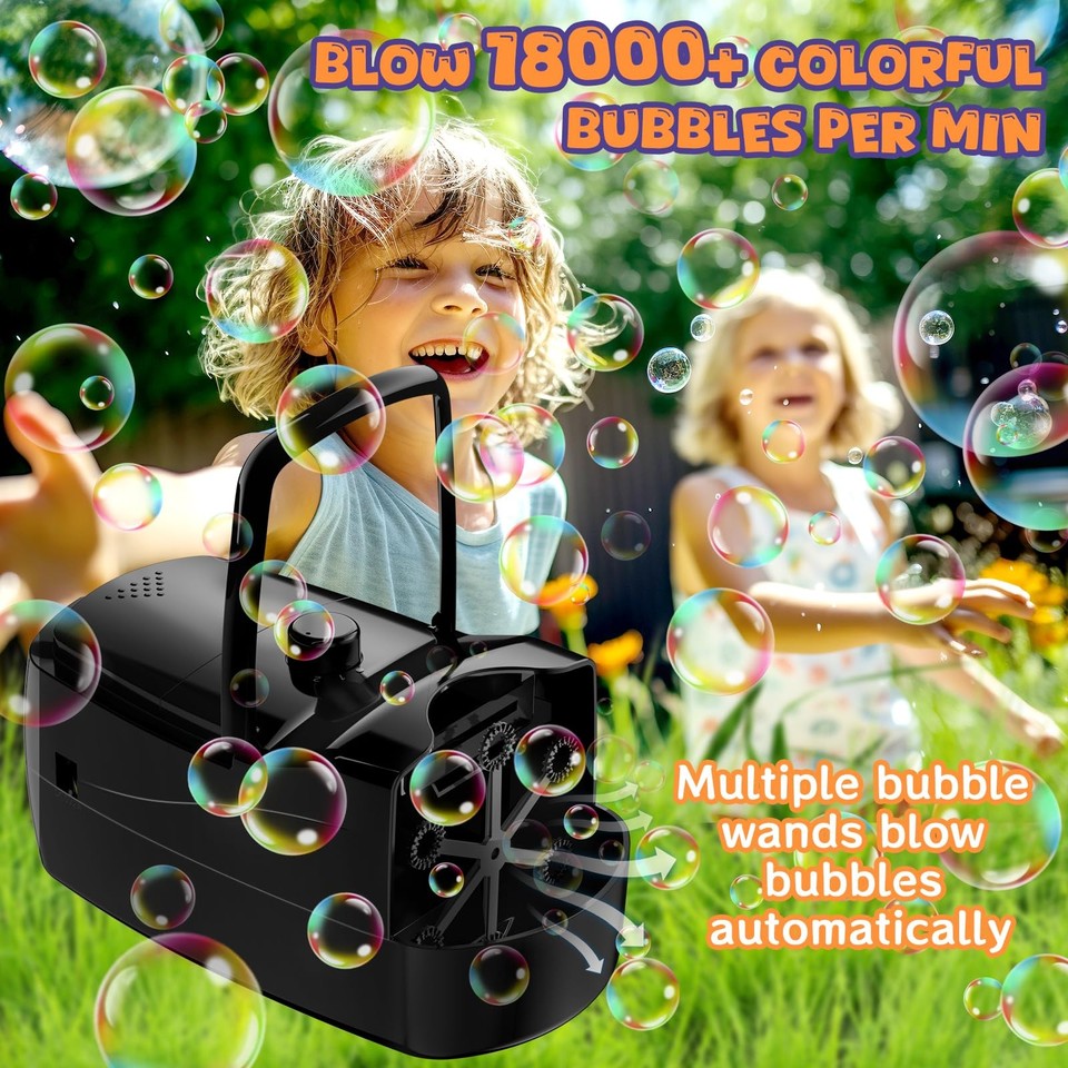 Bubble Machine, Automatic 18000+ Per Minute Big Bubbles Blower Maker ...