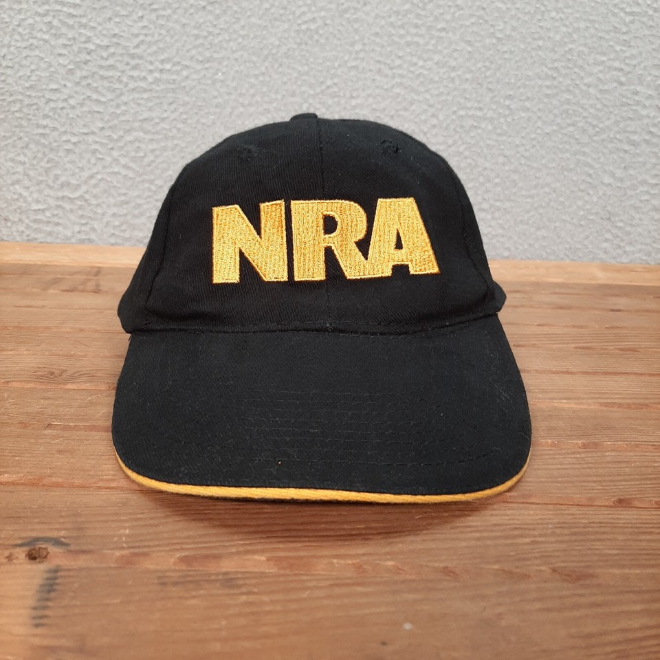 NRA Hat Adult Black Yellow Strap Back Cap Second Amendment Firearms ...