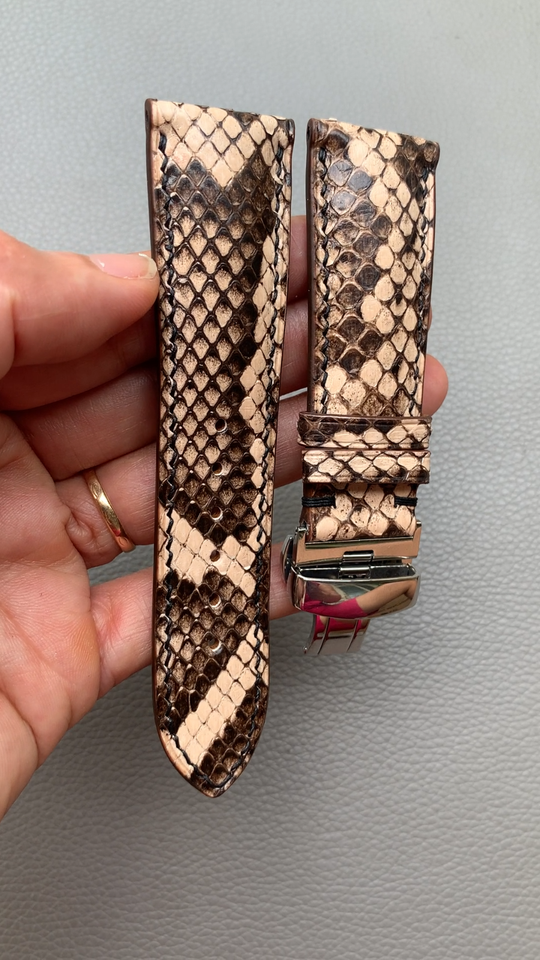 Brown Genuine Real Snake leather Skin watch strap band 17 18 19 20 21 ...