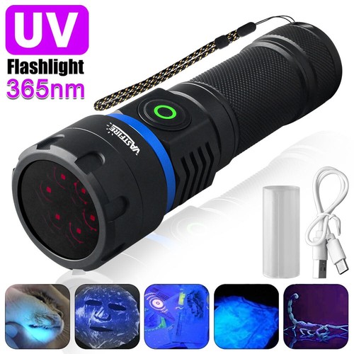 Mini UV Flashlight 365nm 6 LED Ultraviolet Torch Flash Super Zoomable ...