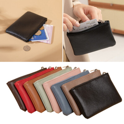 Women PULeather Coin Card Key Ring Wallet Pouch Mini Purse Zip Small ...