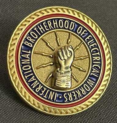 VTG IBEW Pin Iconic Logo 3 Dimensional Fist Clenching Lightning Bolts ...