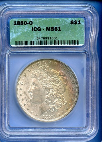 1880 O ICG MS61 Morgan Silver Dollar $1 US Mint Rare Key 1880-O MS-61 ...