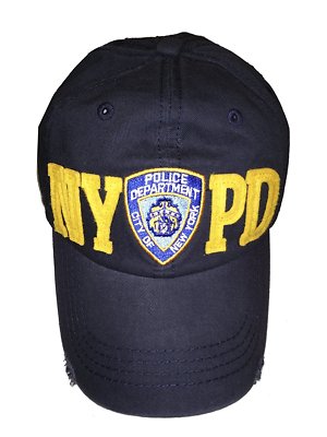 NYPD Baseball Hat New York Police Department Big Gold Distressed Navy ...