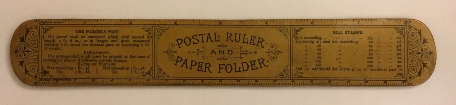 Mauchline ware «POSTAL RULER AND PAPER FOLDER» office desk accessory ...