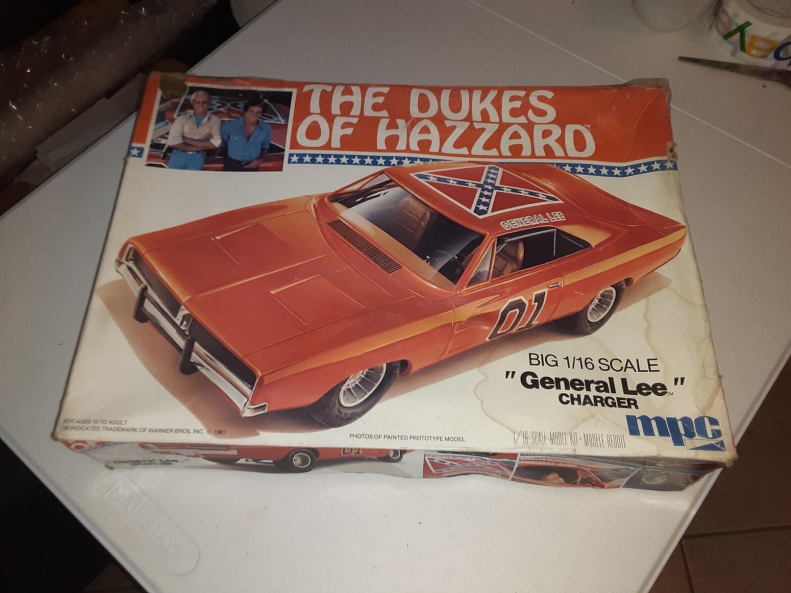 Vintage 1981 Dukes of Hazzard Big 1/16 Scale General Lee Model Kit Rare ...