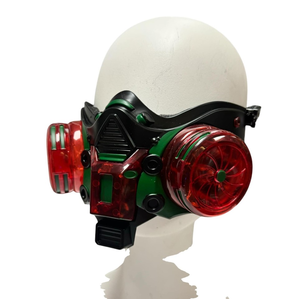 Cyberpunk Mask Light Up Half Face Shield (Black/Red/Green) Hackers ...
