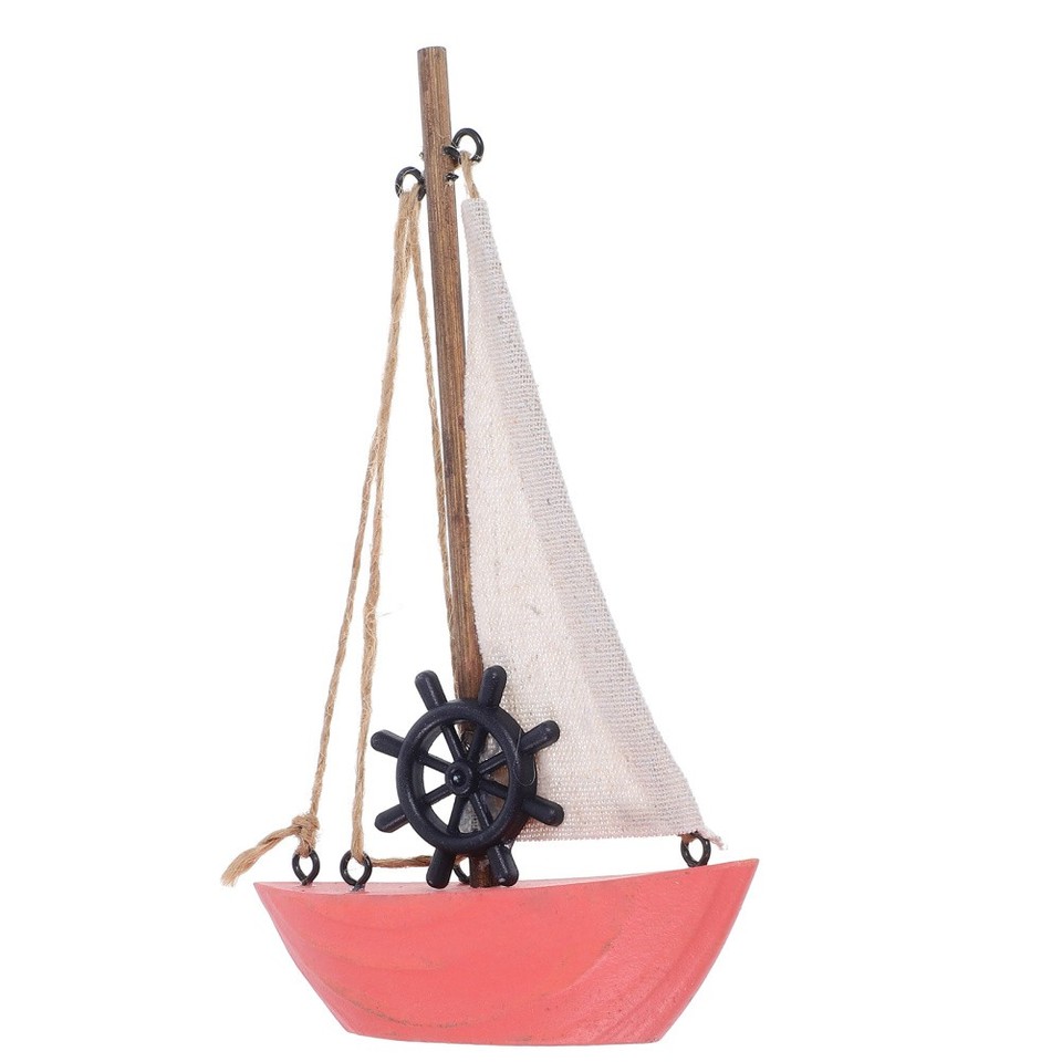Mini Wooden Sailboat Figurine: Vintage Nautical Boat Model Ship Statue ...