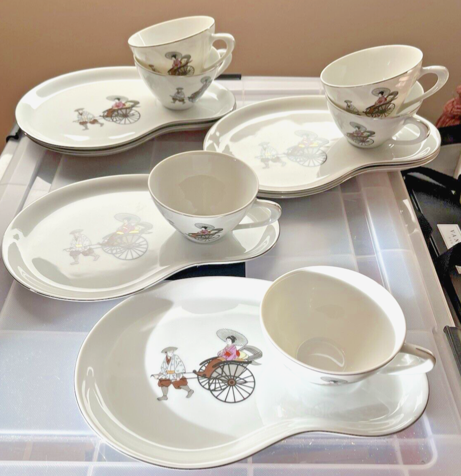 ARITA China, Set Of 6, Japan Rickshaw tea cup and snack trays ...
