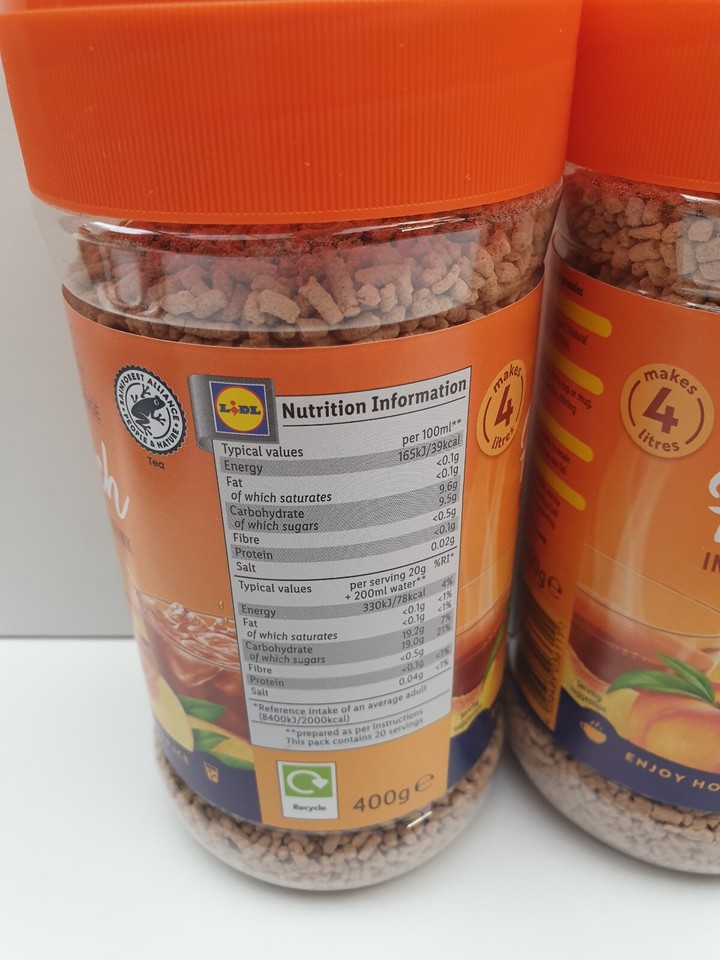 Peach Instant Tea Drink Granules Powder Hot Cold Iced Fruit 800g ...