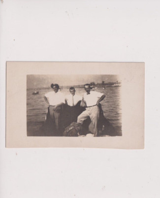 Postcard RPPC 3 Men Posing Beside The Water CYKO 1904-1920s | eBay