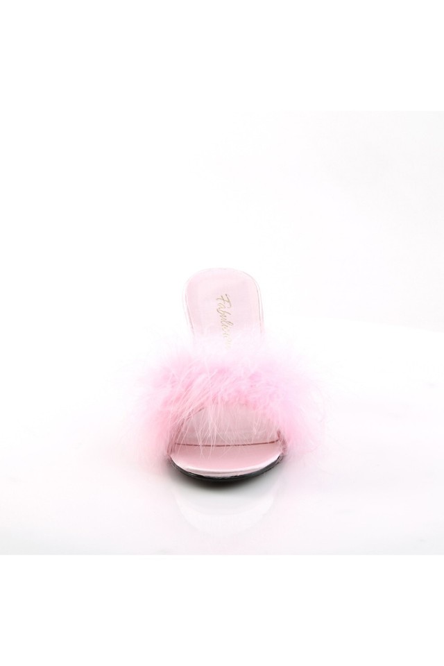 Pleaser USA Amour-03 Baby Pink Marabou Fur Slipper With Heel IN-STOCK ...