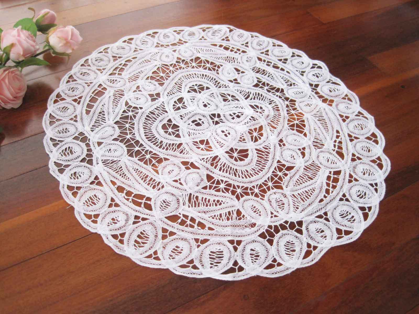 Elegant Hand Batten Lace All White Cotton Doily Topper L Size | eBay ...