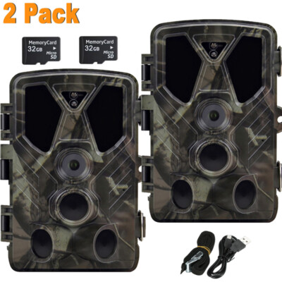 2 Pack Game &Trail Camera 36MP 2.7K No Glow 65ft Night Vision Deer ...