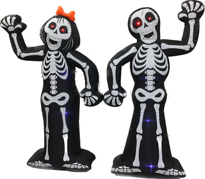7ft Gemmy Airblown Inflatable Prototype Halloween 2pc Skeleton Man Lady ...