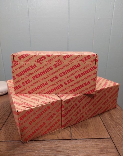 1 Sealed Bank Boxes Of 50 Rolls of Pennies In Ea Box $25 FV Unopened ...