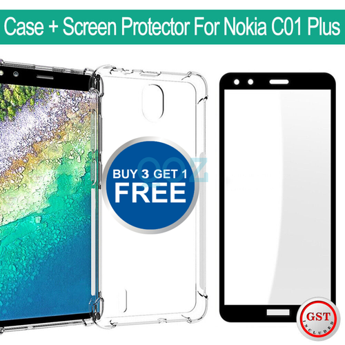 Case For Nokia C01 Plus Shockproof Heavy Duty Anti-Knock Bumper Clear ...