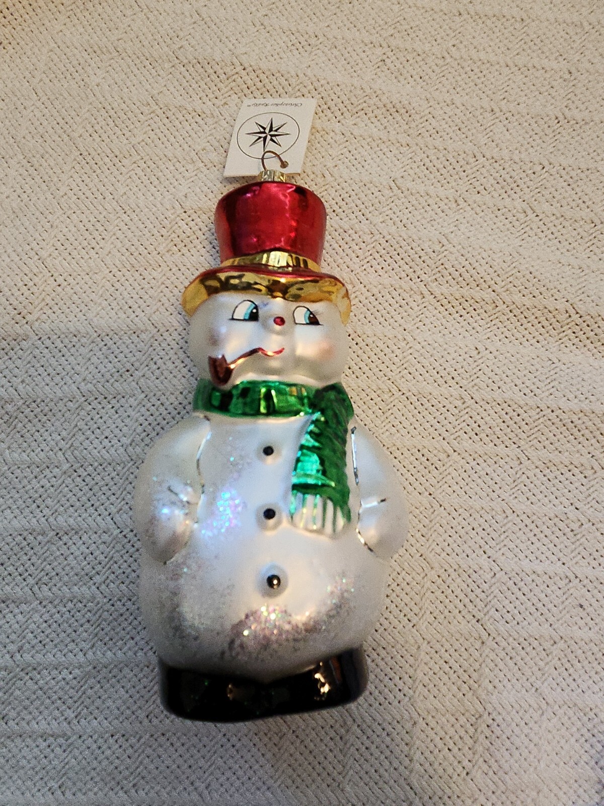 VTG Radko “SNOWBALL” Snowman Ornament~Red Hat,Green Scarf,Pipe,Boots 7 ...