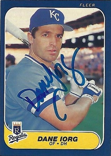 Autographed/Signed 1986 Fleer #9 Dane Iorg Kansas City Royals | eBay