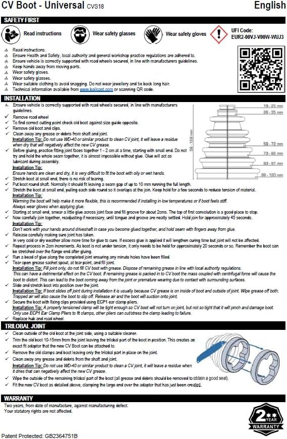 Universal CV Boot Kit Split Constant Velocity Joint Gaiter Stretchable ...