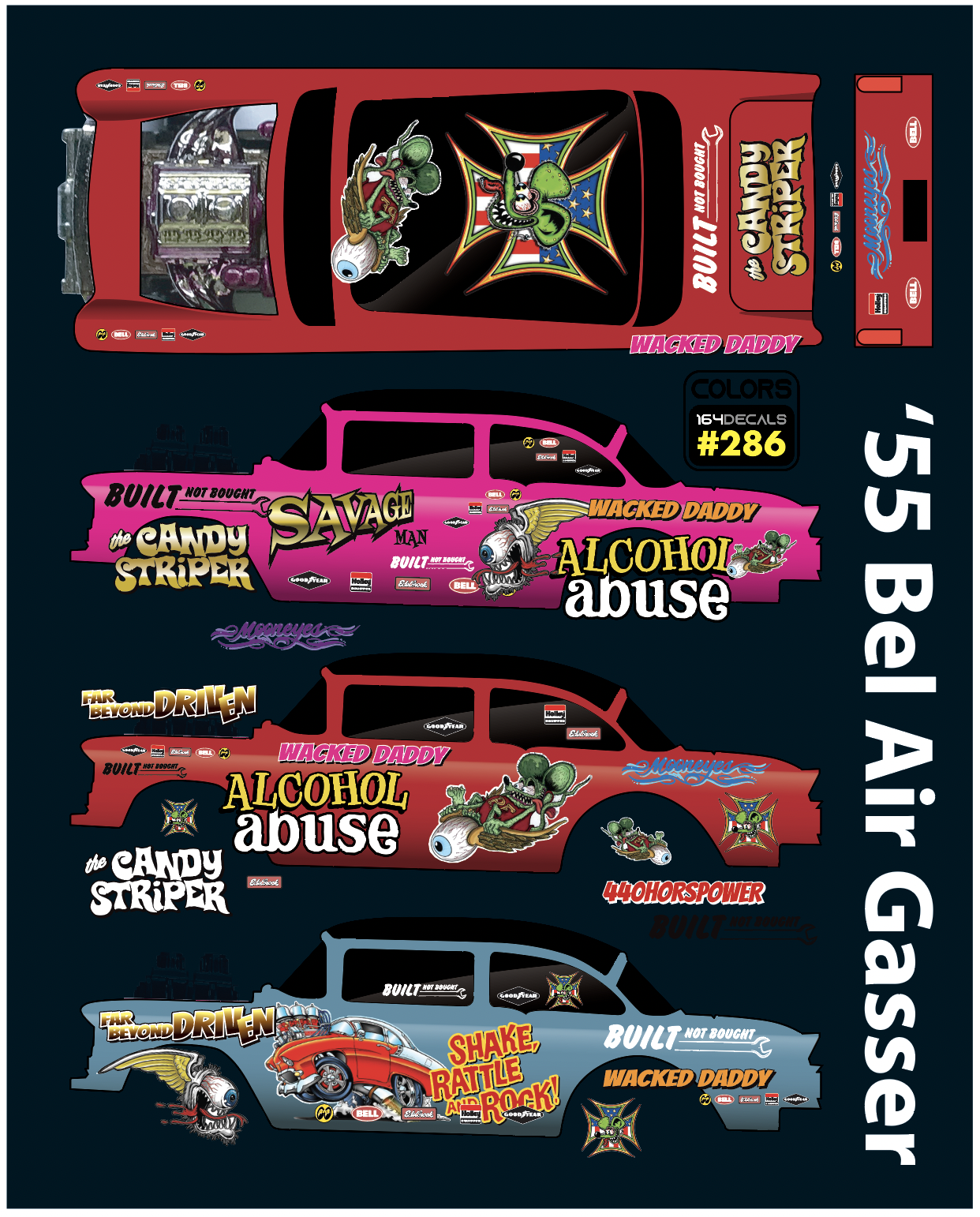 1x '55 Bel Air Gasser Waterslide Decals Compatible Hw Custom 1/64 Scale ...