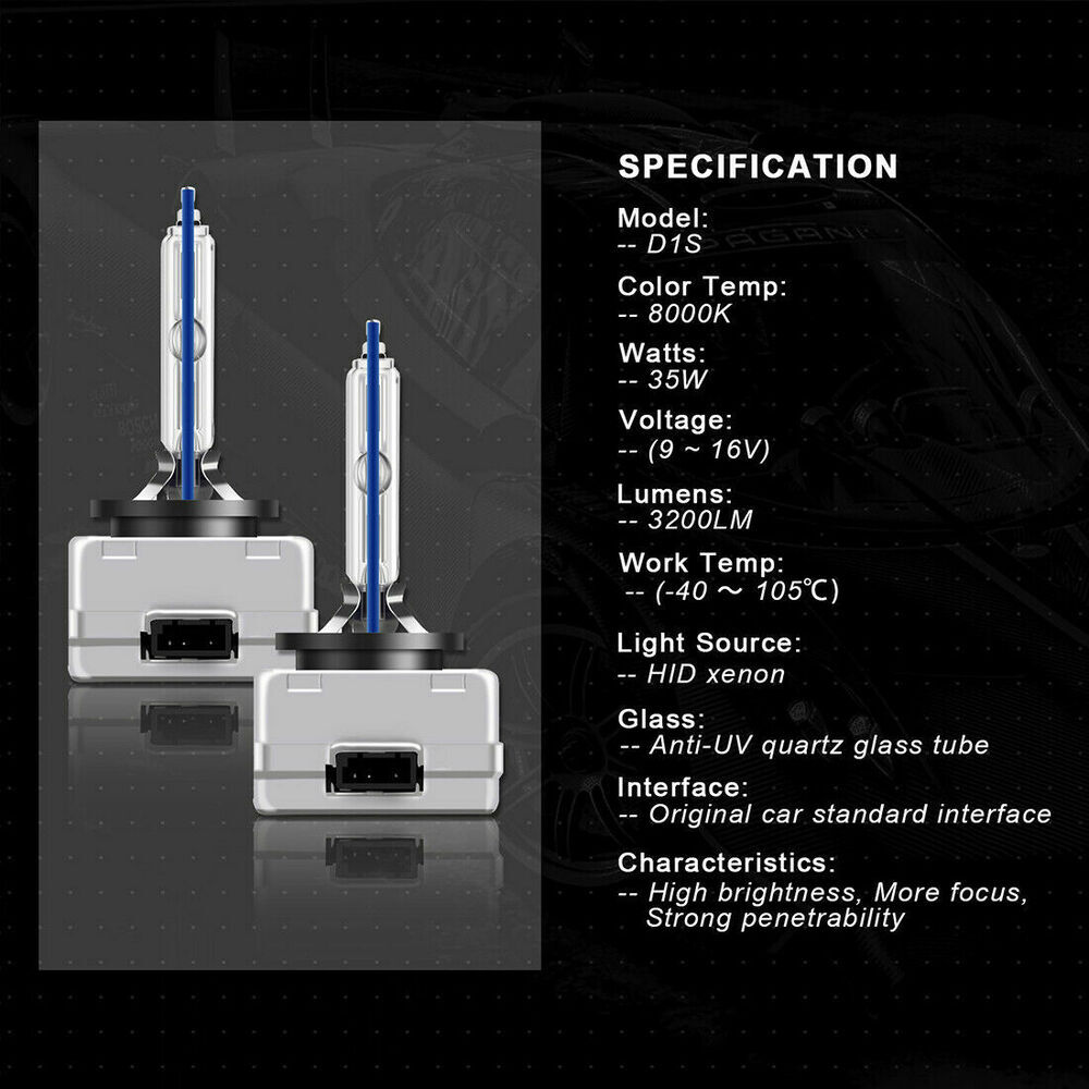 Pair D1C/D1R/D1S 8000K Ice Blue HID Xenon Headlight Light OEM ...