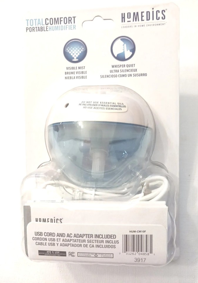 NEW homedics portable personal humidifier wall plug and usb cord ...