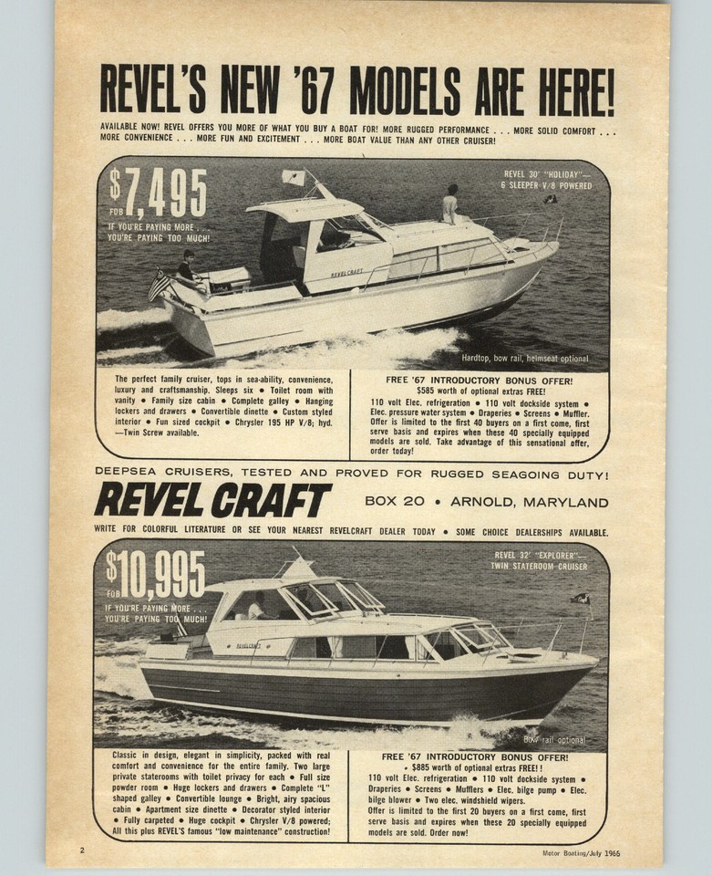 1966 PAPER AD Huckins Fairform Flyer Motor Boat Yacht 58' Linwood Revel ...