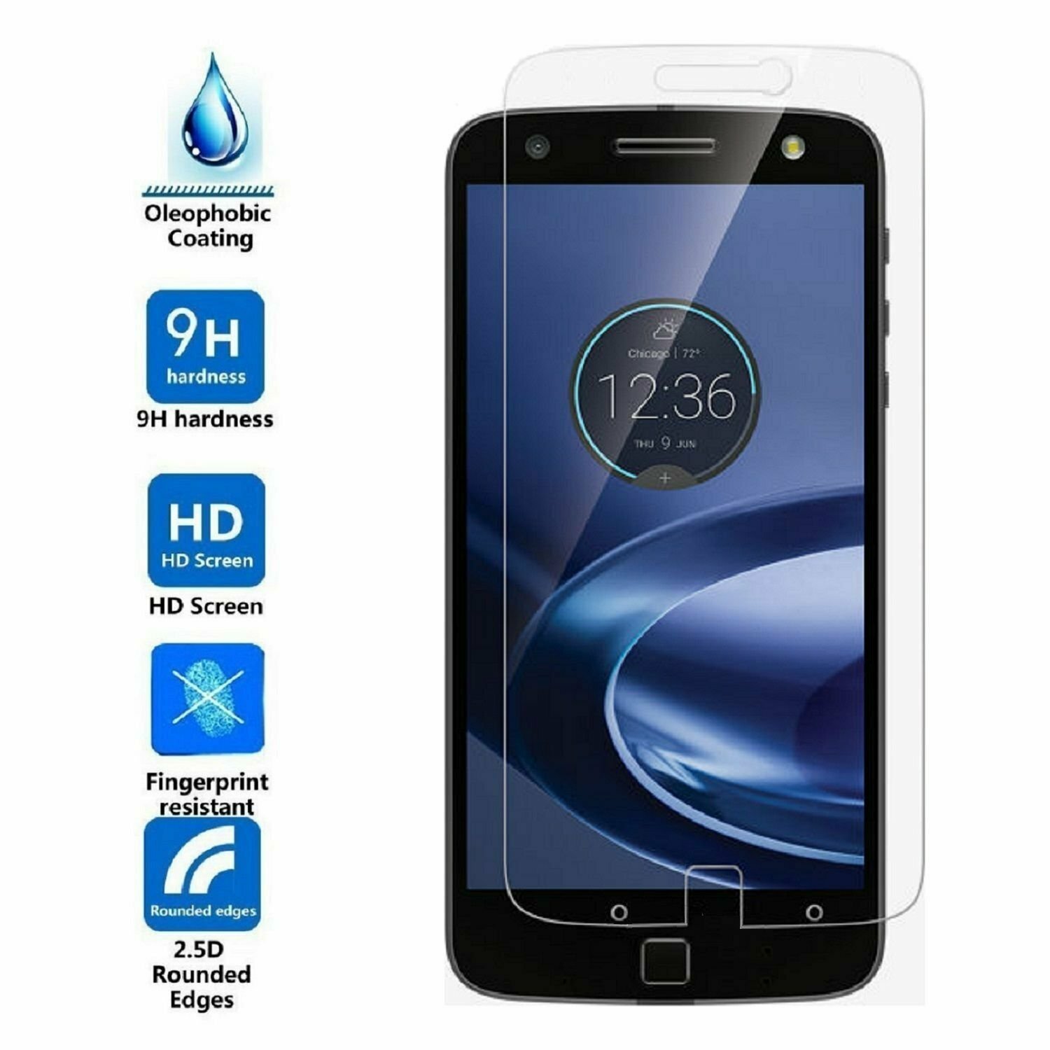Premium Tempered Glass Screen Protector for Motorola Moto Z Force Droid ...