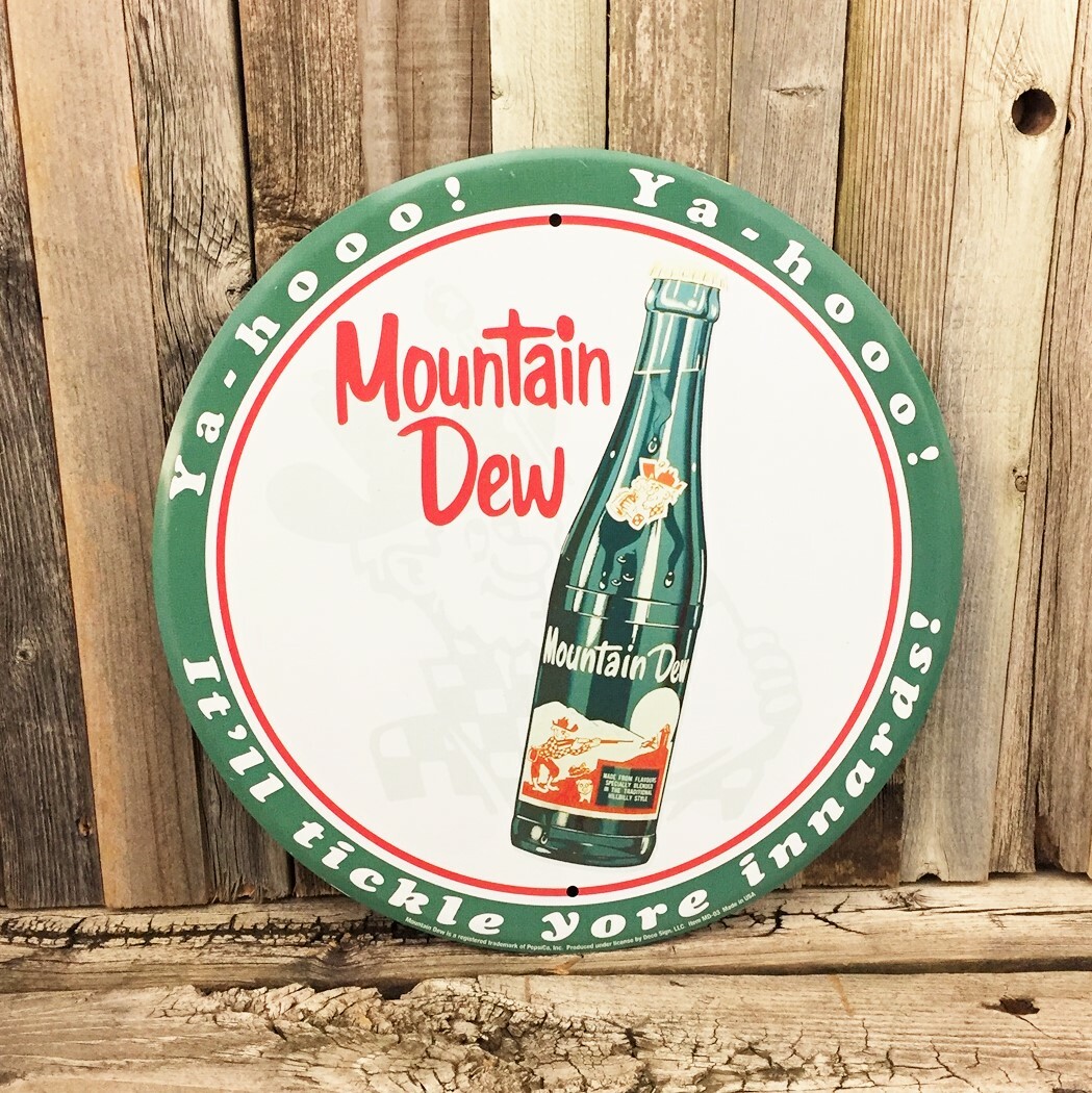 Vintage Mountain Dew Logo Wholesale Beverage Die Cut Aluminum Sign