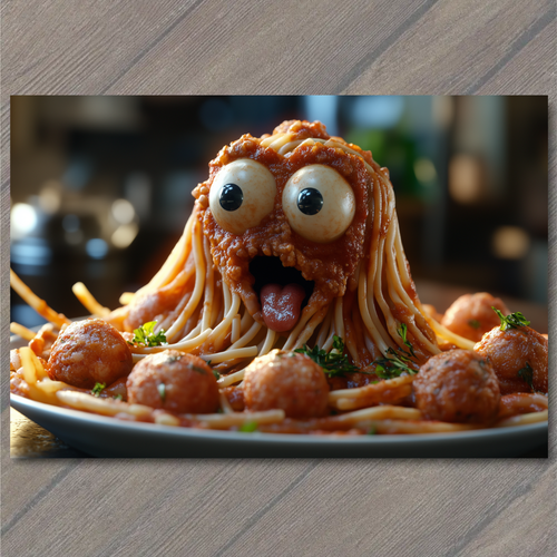 Art Print Spaghetti Monster Pastafarian Quirky Food Character Unique ...