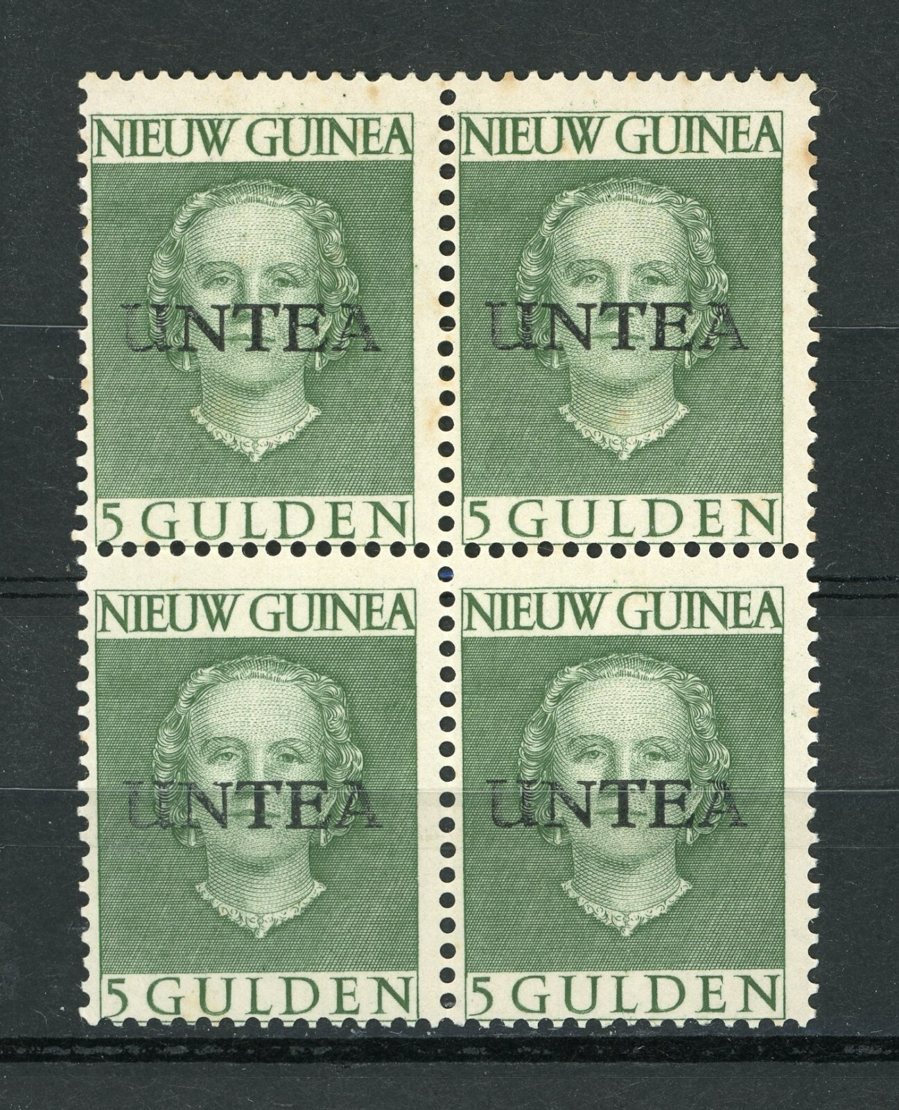 Untea 19 postfris blok van vier; U en A van UNTEA vaag | eBay