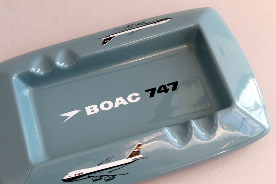 BOAC BOEING 747 CERAMIC AIRLINE ASHTRAY WADE REGICOR B.O.A.C. VINTAGE ...