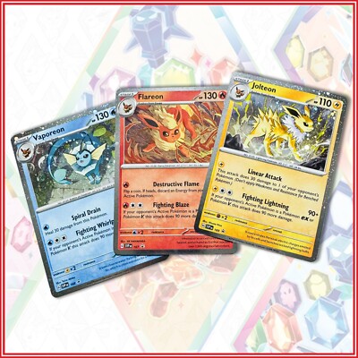 Pokemon TCG: Prismatic Evolutions Promo Vaporeon Flareon Jolteon Set of ...