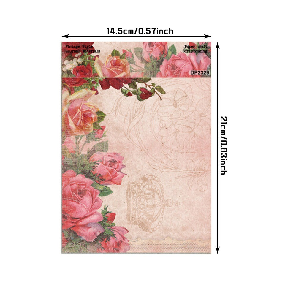 8Pcs A5 Single Sided Flower Rose Paper Pad Scrapbooking Card Making ...