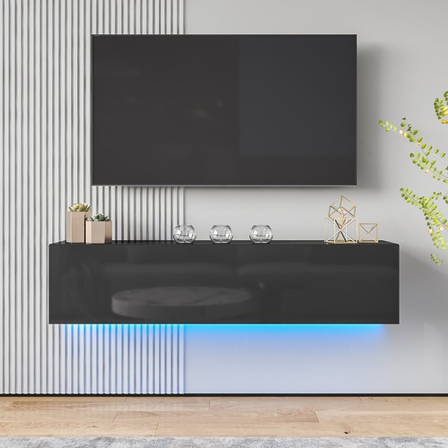 Wall Floating TV Stand 16 Color LED Entertainment Center Media Console ...