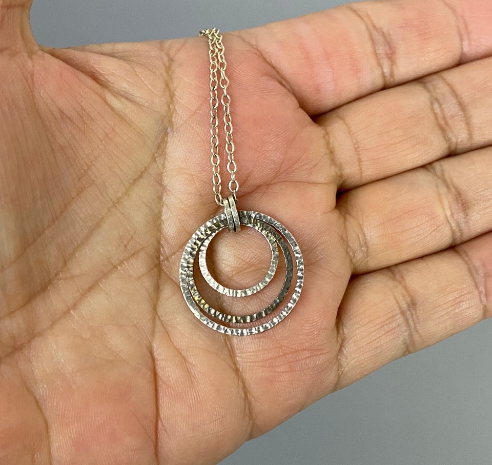 SILPADA Multi Open Ring Pendant Necklace Hammered Sterling Silver .925 ...