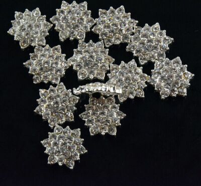 10pcs Diamante Rhinestone Crystal Flower Embellishment Buttons DIY ...