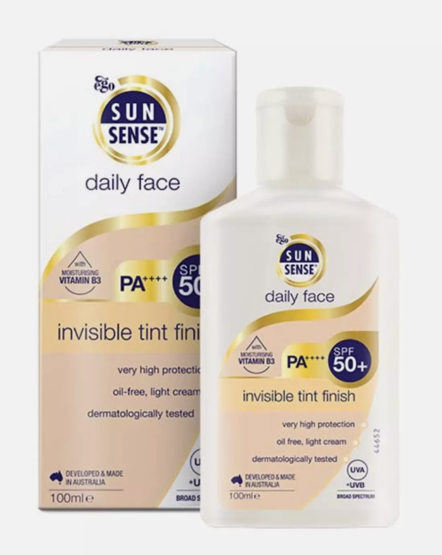 2X 100ml Ego SUNSENSE Daily Face SPF50+ INVISIBLE TINT FINISH Oil Free ...