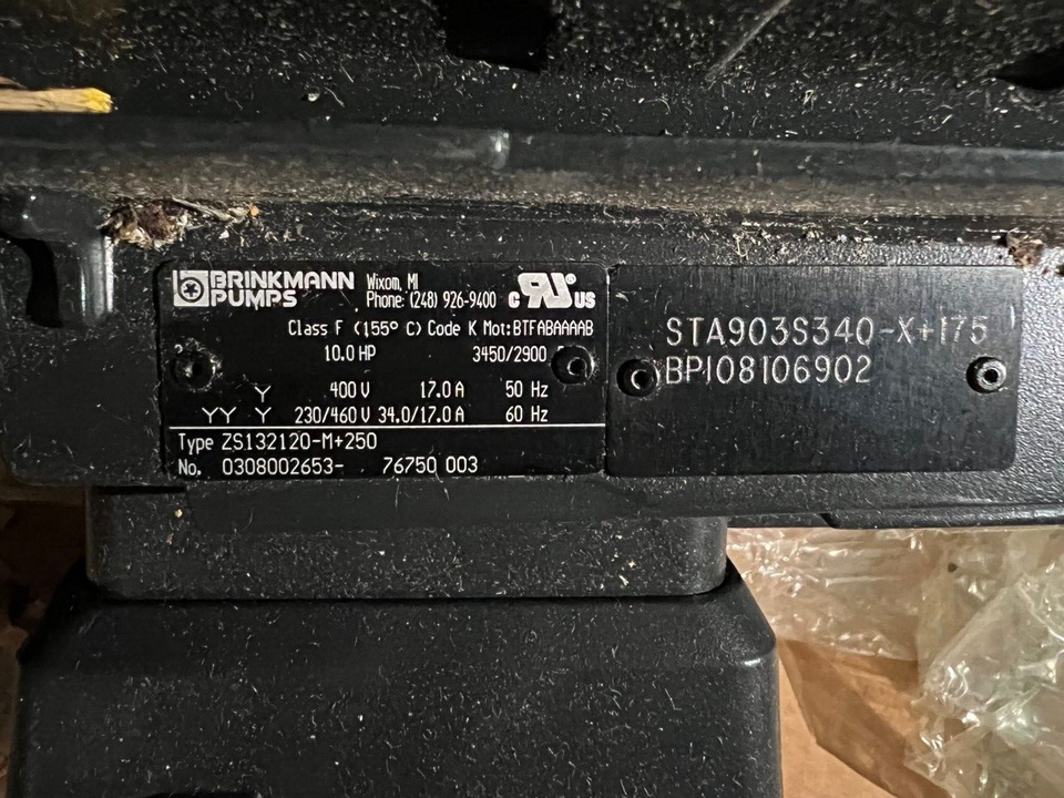 Brinkmann Pump ZS132120-M 250 Coolant Immersion Pump 230/460V 10 HP | eBay