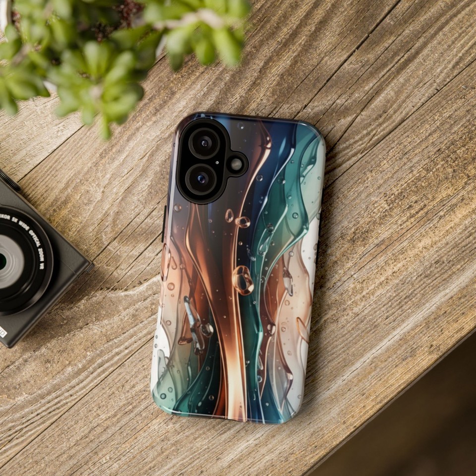 Abstract Liquid Stream Teal Bronze Phone Case | Fluid Art Waves, Water ...